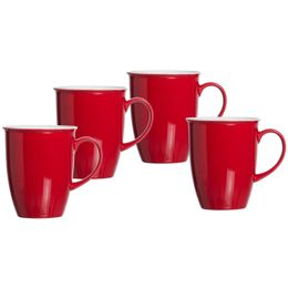 Ritzenhoff & Breker Becher RITZENHOFF & BREKER "Kaffeebecher Doppio 320 ml 4er Set", rot, Porzellan, Trinkgef&auml;&szlig;e, Becher
