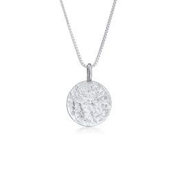 Kette mit Anh&auml;nger Kuzzoi "Halskette Herren Basic Coin Pl&auml;ttchen geh&auml;mmert 925 Silber" Gr. 55, silber, Halsketten, Herren, ohne Stein, Silber 925 (Sterlingsilber), Kette mit Anh&auml;nger