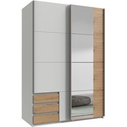 Schwebet&uuml;renschrank wimex "Emden moderner Kleiderschrank mit Spiegel und Schubladen", wei&szlig; (wei&szlig;, artisaneiche), B:135cm H:198cm T:64cm, Schr&auml;nke, Schwebet&uuml;renschrank, Schlafzimmer Schrank Garderobenschrank mit Schwebet&uuml;ren Topseller