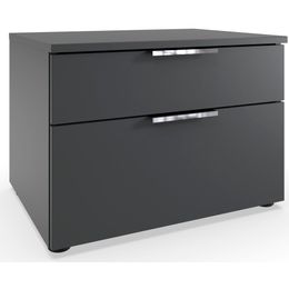 Nachtkommode wimex "Level by fresh to go", grau (graphit), B:54cm H:39cm T:41cm, Holzwerkstoff, Sideboards, Nachtkommode, 2 Schubladen mit soft-close Funktion, 54cm breit, 39cm hoch