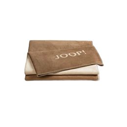 JOOP! Wohndecke JOOP "Wohndecken 1er Pack" Gr. L, braun (beige, braun), B:150cm, Obermaterial: 58% Baumwolle CO. 35% Polyacryl PAN. 7% Polyester PES., Wohndecken, Wohndecke