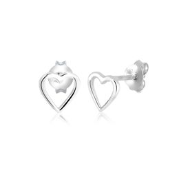 Paar Ohrstecker Elli "Ohrringe Herz Basic Liebe Filigran Hochwertig 925 Silber", silber, Ohrringe, Damen, ohne Stein, Silber 925 (Sterlingsilber), Paar Ohrstecker
