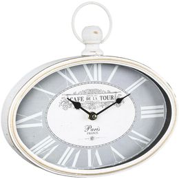 Wanduhr AMBIENTE HAUS "Wanduhr ovale 29cm", wei&szlig;, B:27cm H:29cm T:5cm, Wanduhren, Wanduhr