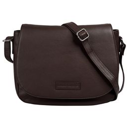 Umh&auml;ngetasche Bruno Banani, Damen, Gr. B/H/T: 28cm x 22cm x 9cm onesize, braun, Leder, leicht gl&auml;nzend, unifarben, Taschen Umh&auml;ngetasche, echt Leder