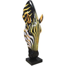 Tierfigur Gilde "Skulptur Zebra Zebrakopf orange; schwarz; wei&szlig; H. 50 cm", schwarz (orange, schwarz, wei&szlig;), B:19cm H:50cm T:17cm, Kunstharz, Marmor, Dekofiguren, Tierfigur