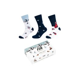 Sneakersocken Fun Socks "motifs", Damen, Gr. 36-40, schwarzbird_snowflakes_ski, Baumwollmischung, Socken Sneakersocken, mit elastischem Bund