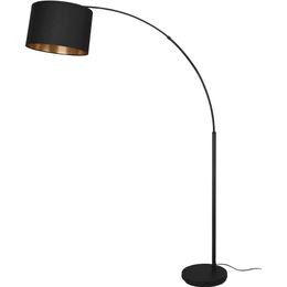 REALITY LEUCHTEN Stehlampe "Bolivia", schwarz (schwarz matt), 1, &Oslash; 35cm H: 171cm, 1 Stk., Leuchten, Stehleuchte schwarz-gold Fu&szlig;schalter exkl 1xE27 max 10W, H&ouml;he 171 cm, Stehlampe