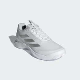 Tennisschuh adidas Performance "AVACOURT 2 CLAY", Damen, Gr. 40, wei&szlig; (cloud wei&szlig;, silber metallic, cloud wei&szlig;), Synthetik, Textil, Schuhe Tennisschuh, f&uuml;r Sandpl&auml;tze