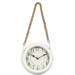 Wanduhr AMBIENTE HAUS "Wanduhr Rope 22cm", wei&szlig;, B:22cm H:22cm T:4cm, Wanduhren, Wanduhr