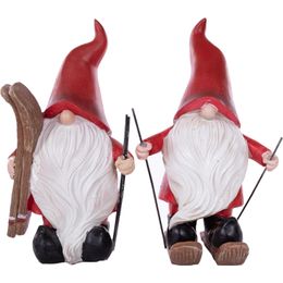 Weihnachtsfigur "Weihnachtsdeko rot", rot, B:12cm H:20cm T:7cm, Polyester, MyFlair M&Ouml;BEL & ACCESSOIRES, Dekofiguren, Weihnachtsfigur, Wichtel auf Skiern, H&ouml;he ca. 20 cm