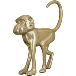 Tierfigur Gilde "Skulptur Monkey", gold (goldfarben), B:30cm H:34cm T:8cm, Aluminium, Dekofiguren, Tierfigur