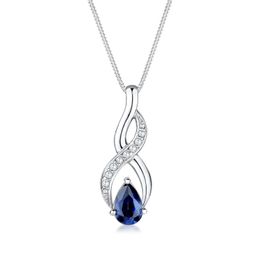 Silberkette Elli "Halskette Infinity Zirkonia Synthetischer Saphir Blau 925 Sterling Silber" Gr. 45, blau, Halsketten, Damen, mit Stein, Silber 925 (Sterlingsilber), Silberkette