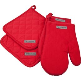 Topflappen Ross "Exclusiv", rot, 100% Baumwolle, Topflappen, Topflappen, 2x Topflappen und 2x Grillhandschuh, 100% Baumwolle