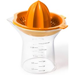 2in1 Zitruspresse OXO GOOD GRIPS, gelb (gelb, orange), B:14,5cm H:23cm T:15cm, Entsafter, 2in1 Zitruspresse, 350 ml
