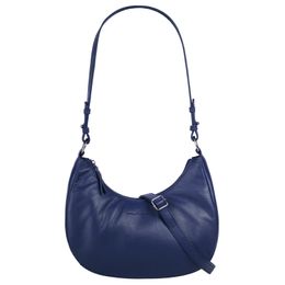 Umh&auml;ngetasche Bruno Banani, Damen, Gr. B/H/T: 28cm x 24cm x 9cm onesize, blau, Leder, leicht gl&auml;nzend, unifarben, Taschen Umh&auml;ngetasche, echt Leder