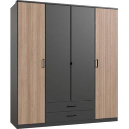 Kleiderschrank wimex "Fulda, 135 oder 180/58/199cm, 2 Schubladen, Made in Germany", bunt (grafit, au&szlig;ent&uuml;ren multiplex optik), B:180cm H:199cm T:58cm, Holzwerkstoff, Schr&auml;nke, Kleiderschrank, besonderer Look durch Multiplex Optik, mit oder ohne Glasauflage