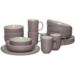 Ritzenhoff & Breker Kombiservice RITZENHOFF & BREKER "Geschirr-Set, Service Jasper", grau (taupe), 16 Stk., Steinzeug, Geschirr-Sets, Kombiservice, im Scandic Style, 16 Teile, f&uuml;r 4 Personen