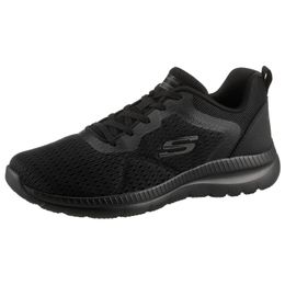 Sneaker Skechers "BOUNTIFUL-QUICK PATH", Damen, Gr. 39, schwarz (schwarz uni), Lederimitat, Textil, unifarben, Schuhe Sneaker, Trainingsschuh, Freizeitschuh, Schn&uuml;rschuh mit Memory Foam