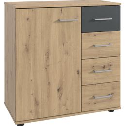Kombikommode wimex "Taiga", grau (artisan eiche nachbildung, graphit), B:81cm H:83cm T:41cm, Holzwerkstoff, Sideboards, Kombikommode, 1 t&uuml;rig und 4 Schubladen