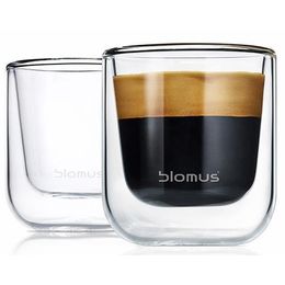 Espressoglas Blomus "NERO", transparent, H:6,5cm, Glas, Trinkgef&auml;&szlig;e, Espressoglas, Doppelwandig, 2-teilig
