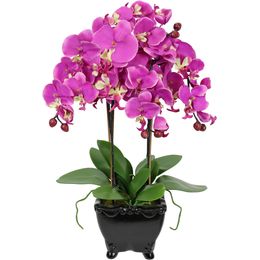 Kunstblume I.GE.A. "K&uuml;nstliche Orchidee in Schale Phalaenopsis Kunstblume Blume", rosa (dunkelrosa), B:20cm H:60cm L:18cm, Polyester, Kunstpflanzen, Kunstblume, Kunstorchidee Deko Dekoblume Seidenblume