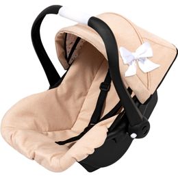 Puppen Autositz BAYER "rosa/goldfarben Schleife", schleife beige, Puppenausstattungen, KinderB:34cm H:38cm T:45cm, Kunststoff, Metall, Puppen Autositz, mit Dach, B:34cm H:38cm T:45cm