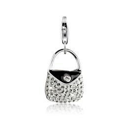 Charm-Einh&auml;nger NENALINA "Charm Handtasche Emaille Kristalle 925 Silber" Gr. 28, silber, Charms, Damen, Blacklist, Silber 925 (Sterlingsilber), Charm-Einh&auml;nger
