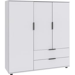 W&auml;scheschrank wimex "Easy Plus Kleiderschrank Garderobe 2 Schubladen, 81 oder 130cm breit", wei&szlig;, B:130cm H:140cm T:40cm, Holzwerkstoff, Schr&auml;nke, W&auml;scheschrank, in verschiedenen Farben, moderne Optik mit schwarzen Metallgriffen