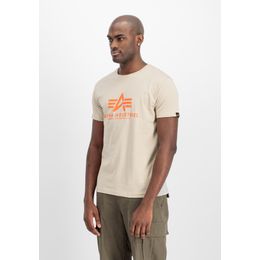 T-Shirt Alpha Industries "Basic T-Shirt", Herren, Gr. 3XL, beige (organic beige), Single Jersey, Obermaterial: 100% Baumwolle, bedruckt, regular fit normal, Rundhals, normaler Saum, Shirts T-Shirt, Baumwolle, regular fit