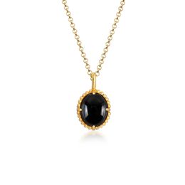 Kette mit Anh&auml;nger Elli Premium "Halskette Onyx Oval Vintage 925er Silber" Gr. 45, gold, Halsketten, Damen, ohne Stein, Silber 925 (Sterlingsilber), Kette mit Anh&auml;nger