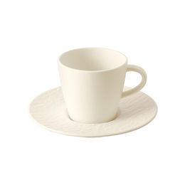 Villeroy & Boch Tasse VILLEROY & BOCH "Kaffeetasse mit Untertasse Manufacture Rock 150 ml / &oslash; 15,4 cm wei&szlig;", wei&szlig;, 2 tlg., Porzellan, Trinkgef&auml;&szlig;e, Tasse