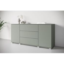 Sideboard OTTO HOME "Kenia, Kommode f&uuml;r das Schlafzimmer/Wohnzimmer", gr&uuml;n (salbei), B:150cm H:69cm T:39cm, FSC-zertifizierter Holzwerkstoff, Hartfaserplatte, Kunststoff, Sideboards, Sideboard, Modernes Sideboard mit 3 Schubladen und 4 F&auml;chern, Breite 150 cm