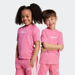 T-Shirt adidas Sportswear "LK LIN TEE 160", Jungen, Gr. 104, pink (pink fusion, wei&szlig;), Obermaterial: 100% Baumwolle, Rundhals, Shirts T-Shirt, f&uuml;r Kinder, Rundhalsausschnitt, ohne Verschluss, weiches Material
