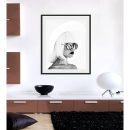 Bild queence "Jessica", wei&szlig; (farbe rahmen: schwarz, farbe bild(er): wei&szlig;), B:50cm H:70cm, Acrylglas, Holz, Papier, Bilder, Bild, HD Premium Poster-Druck inkl. Holzrahmen