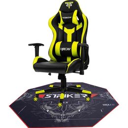 Hyrican Gaming-Stuhl "Striker Gaming-Stuhl "Copilot" Gamingstuhl + Stuhlunterlage", gelb (gelb, schwarz, schwarz, schwarz), Kunstleder, St&uuml;hle, Bodenschutzmatte 1100x1100x2mm, Gaming-Stuhl