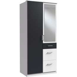 Kleiderschrank wimex "Click", wei&szlig; (wei&szlig;, graphit), B:90cm H:199cm T:58cm, Schr&auml;nke, Kleiderschrank, mit Spiegel