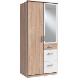 Kleiderschrank wimex "Click", wei&szlig; (struktureichefarben hell, wei&szlig;), B:90cm H:199cm T:58cm, Schr&auml;nke, Kleiderschrank, mit Spiegel
