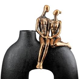 Tischvase CASABLANCA BY GILDE "Vase Frau; Mann Movement schwarz H. 25,5 cm", schwarz, B:23cm H:25,5cm T:12cm, Kunstharz, Vasen, Tischvase