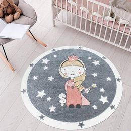Kinderteppich Carpet City "ANIME893", grau, H:11mm &Oslash;:160cm, Polypropylen (PP), Teppiche, Kinderteppich, Kinderzimmer Teppich Modern mit lustigen Cartoon-Figuren, Multi