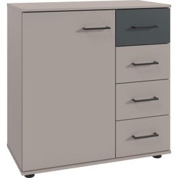 Kombikommode wimex "Taiga", grau (sandgrau, graphit), B:81cm H:83cm T:41cm, Holzwerkstoff, Sideboards, Kombikommode, 1 t&uuml;rig und 4 Schubladen