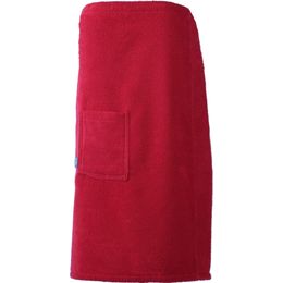 Sarong Egeria "Aron, ideal f&uuml;r Sauna & Spa", rot, L:77cm, Walkfrottee, Hausm&auml;ntel, Sarong, mit Kn&ouml;pfen, reine Baumwolle, One-Size