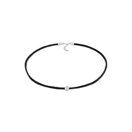 Choker Elli "Halskette Choker Velour Leder Bead Trend 925 Silber" Gr. 36, silber, Halsketten, Damen, ohne Stein, Silber 925 (Sterlingsilber), Choker