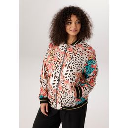 Blouson ANISTON PLUS, Damen, Gr. 48, bunt, Web, Obermaterial: 100% Polyester. Futter: 100% Polyester, Antik-Look, figurumspielend h&uuml;ftlang, Rippb&uuml;ndchen kontrastfarben, Jacken Blouson, Mit Animaldruck - NEUE KOLLEKTION