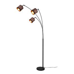 REALITY LEUCHTEN Stehlampe "DAVOS, Stehleuchte 3-flammig exkl 3xE14 max 28W Fu&szlig;schalter 185cm hoch", schwarz (schwarz matt taupe), 3, &Oslash; 12cm H: 185cm, 1 Stk., Leuchten, Stehlampe Metall mit 2-farbigen Stoffschirmen Bogenlampe Bogenleuchte, Stehlampe