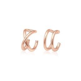 Paar Ohrklemmen Elli "Ohrringe Ohrklemme Earcuff Set Geo Basic 925 Silber" Gr. 7, rosa (rosegold), Ohrringe, Damen, Silber 925 (Sterlingsilber), Paar Ohrklemmen