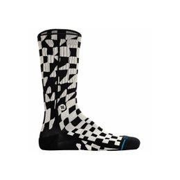Kurzsocken Stance "Socken Wave Check Crew 1er Pack", Damen, Gr. 43-47, schwarz, Obermaterial: 76% Baumwolle CO. 17% Polyester PES. 4% Nylon NY. 3% Elasthan EL., Socken Kurzsocken