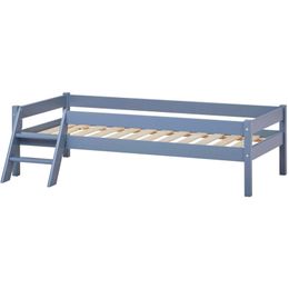Jugendbett Home Affaire "ECO One", grau, B:98cm H:46,5cm L:166cm, Bett: Massive Nordische Kiefer, Betten, Jugendbett, Kinderbett mit Rausfallschutz und Leiter, 3 Farben/Matratze w&auml;hlbar