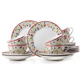 Ritzenhoff & Breker Kaffeeservice RITZENHOFF & BREKER "Doppio Shanti, Geschirr-Set, Service", bunt (wei&szlig;, bunt), 18 Stk., Porzellan, Geschirr-Sets, Kaffeeservice, 18 Teile, f&uuml;r 6 Personen