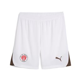 Trainingsshorts Puma "FCSP AWAY SHORTS", Herren, Gr. XXL, N-Gr, wei&szlig; (Puma wei&szlig;, espresso braun), Web, Obermaterial: 100% Polyester, unifarben, regular fit kniefrei, Hosen Trainingsshorts, f&uuml;r Fu&szlig;ball, mit DryCELL-Technologie, atmungsaktiv, Regular Fit