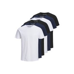 Jack & Jones T-Shirt JACK & JONES "T-Shirt JJEORGANIC BASIC TEE O-NECK 3PK 6er Pack", Herren, Gr. XL, bunt (wei&szlig;, marineblau, schwarz), Obermaterial: 100% Baumwolle CO(Bio)., Shirts T-Shirt